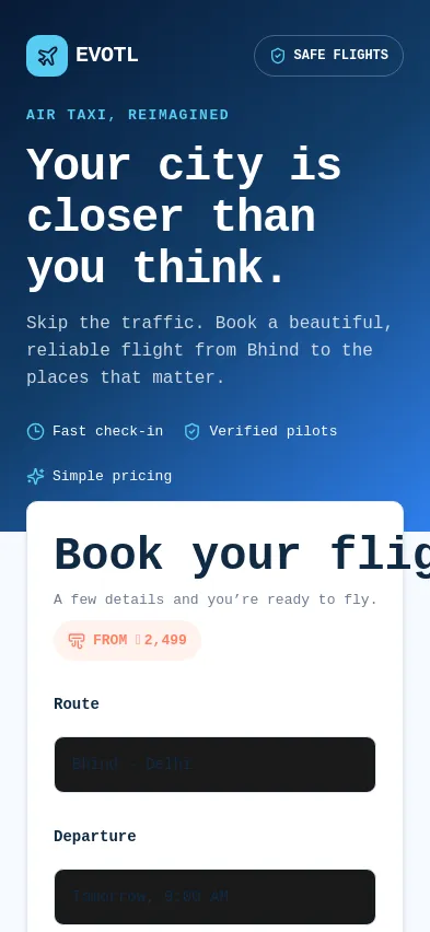 Evotl Air Taxi App