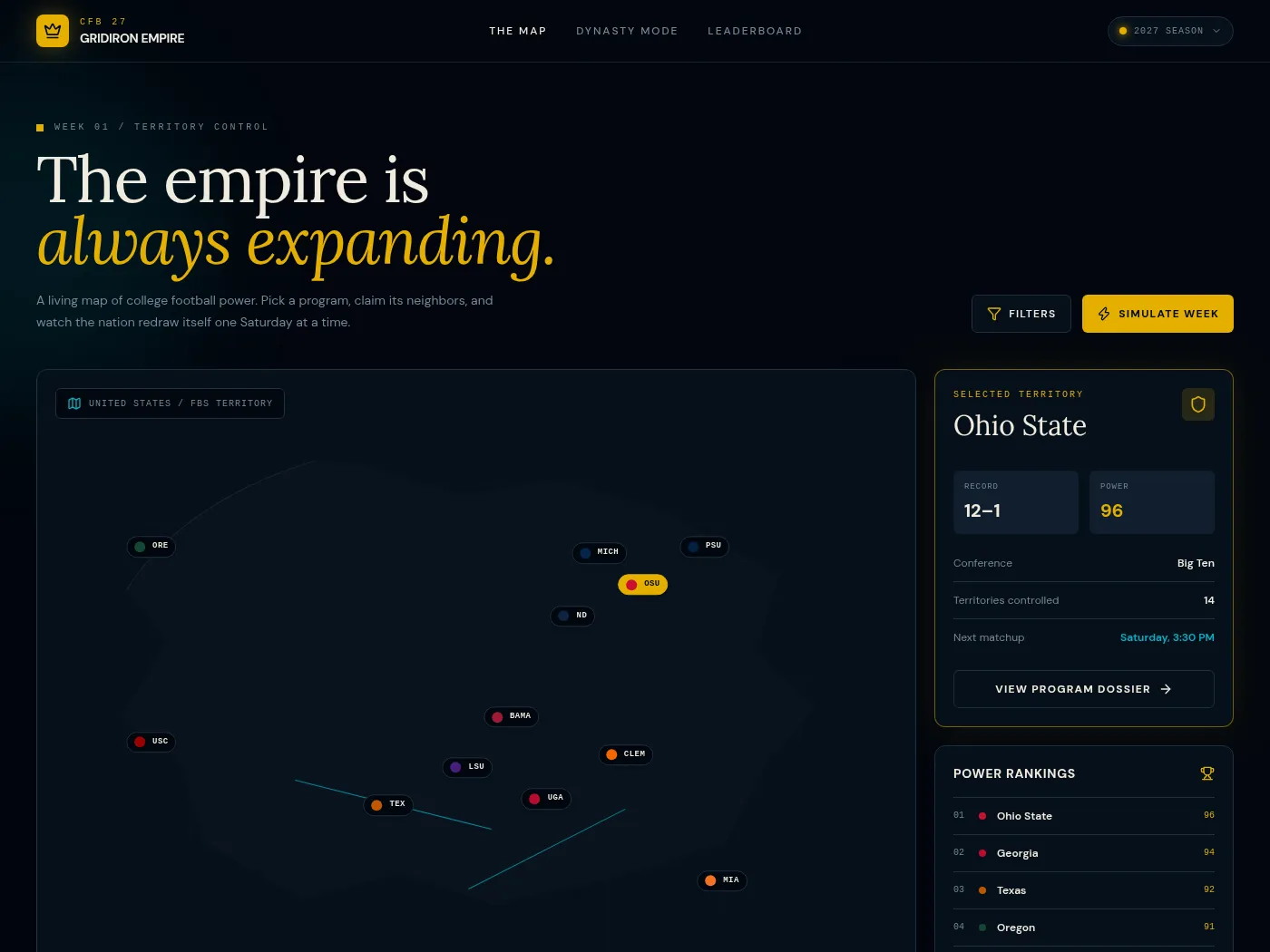 Gridiron Empire Map