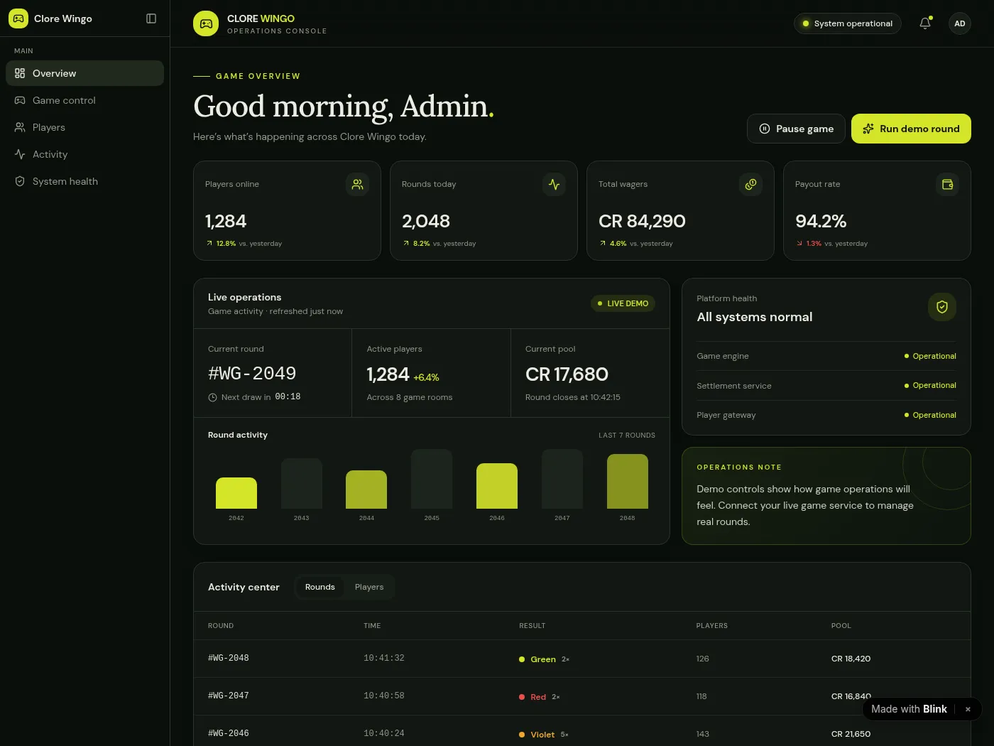 Wingo Admin Panel