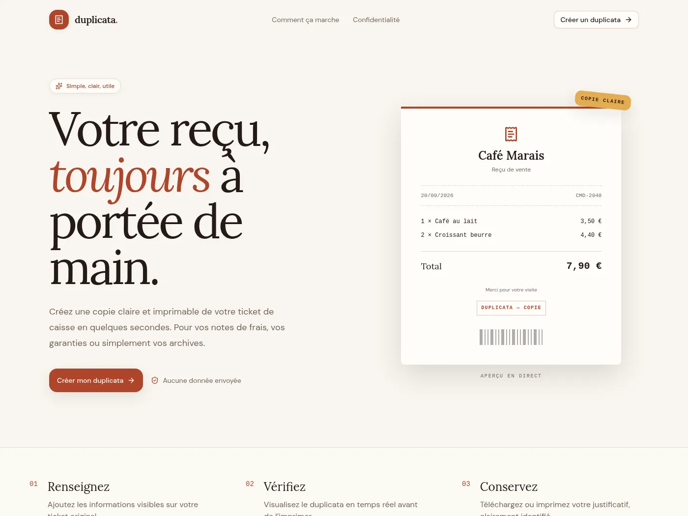 Second Receipt Generator