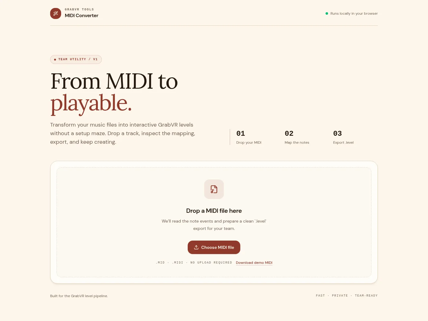 GrabVR MIDI Converter