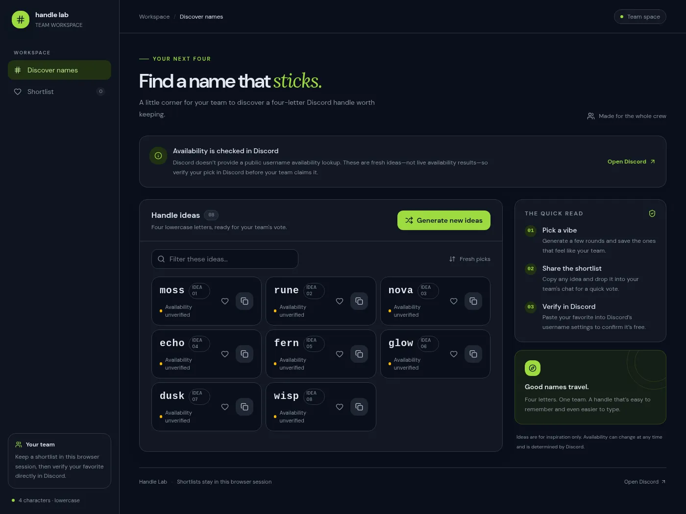 Discord 4-Letter Finder