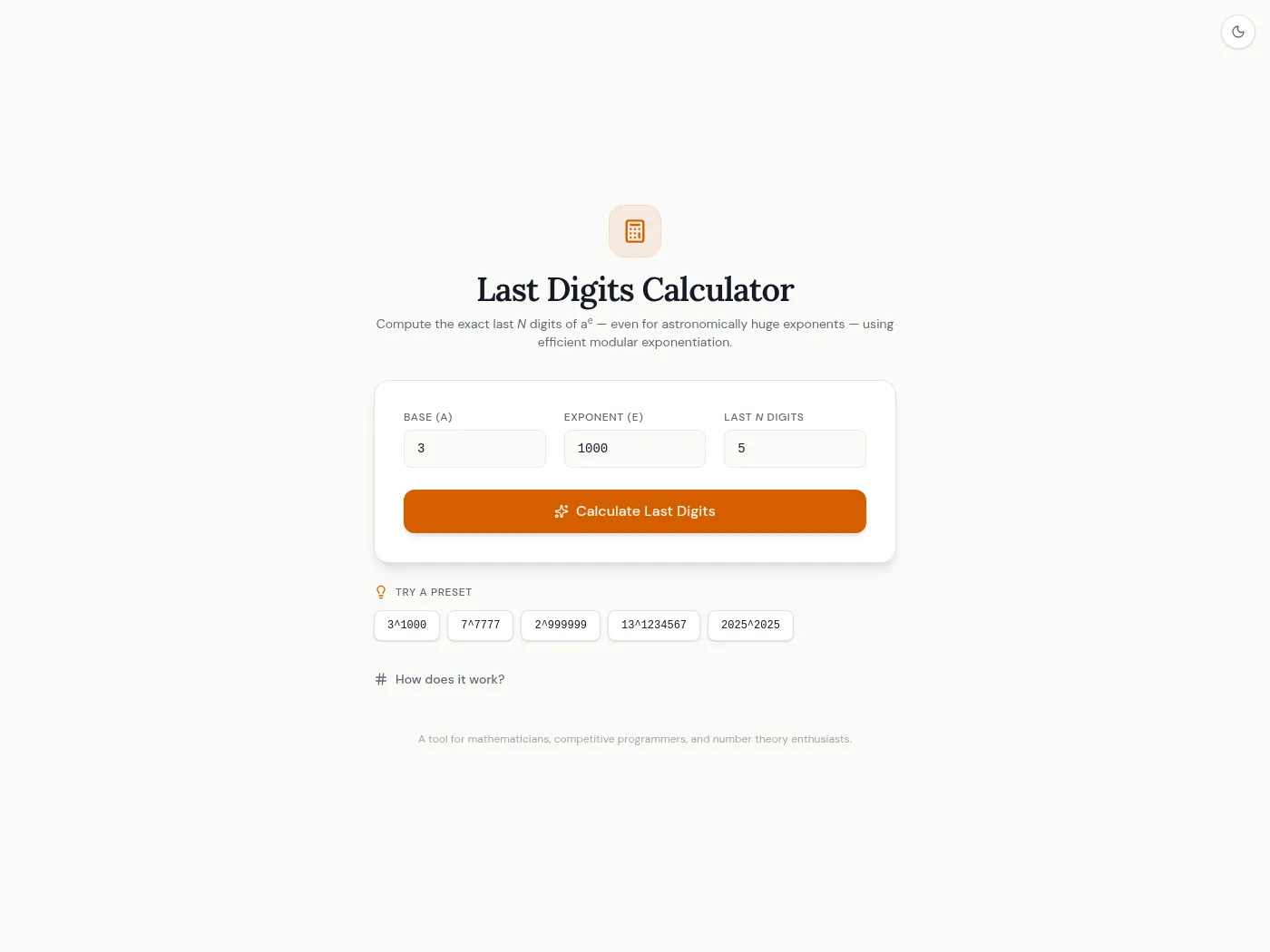Last Digits Calculator