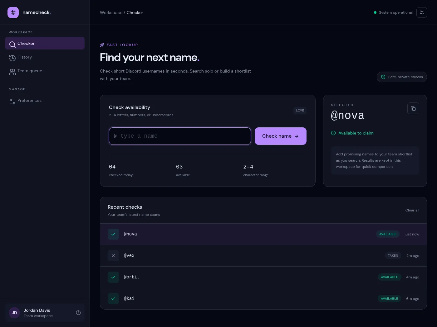 Discord Name Checker
