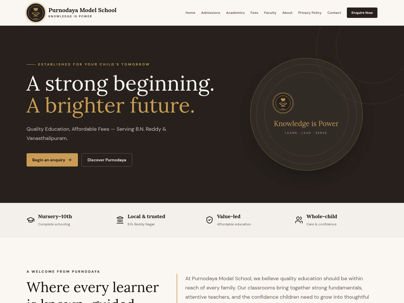 Purnodaya School Website