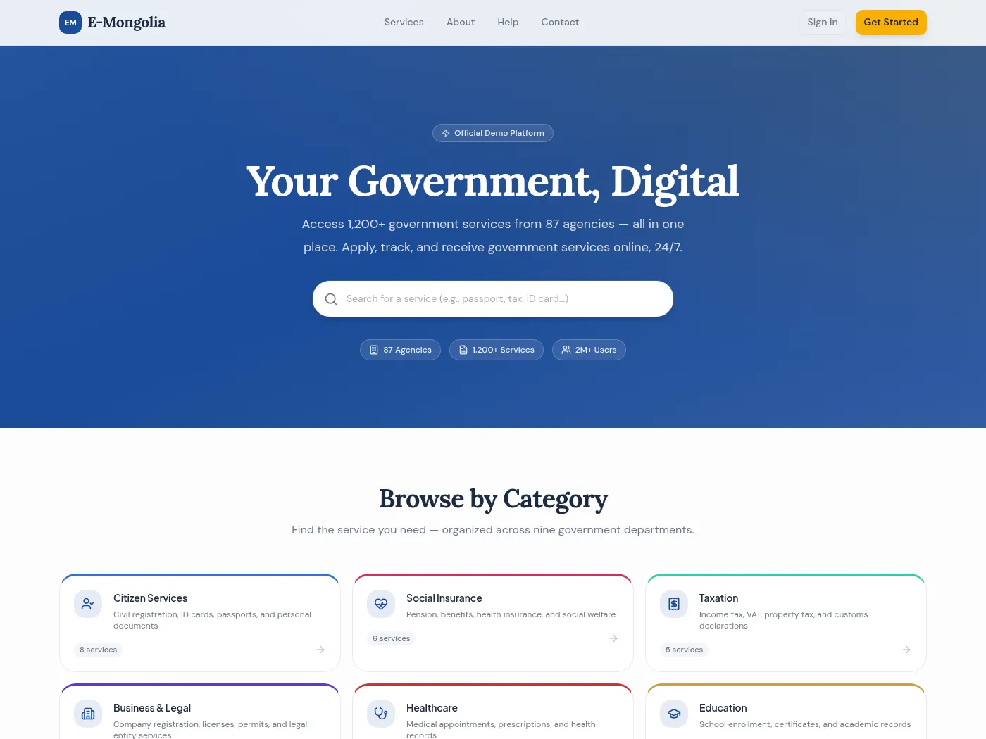 E-Mongolia Demo Platform