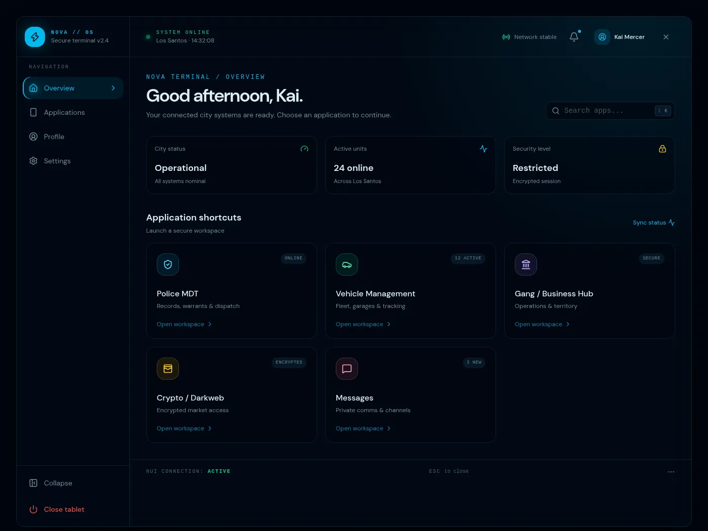 Neon NUI Tablet UI