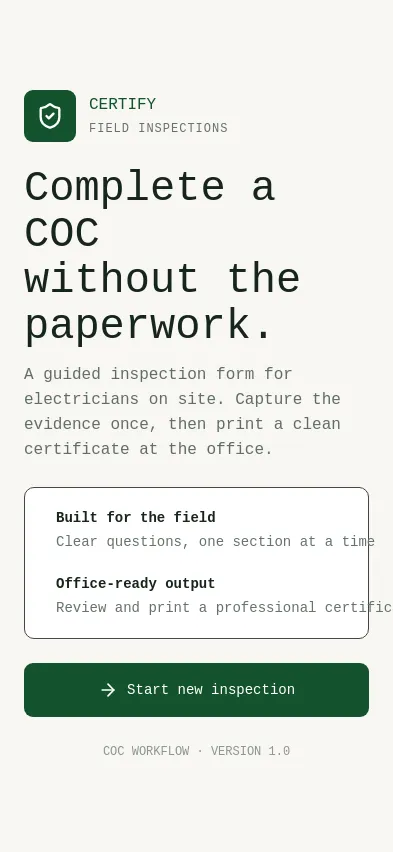 COC Inspection App