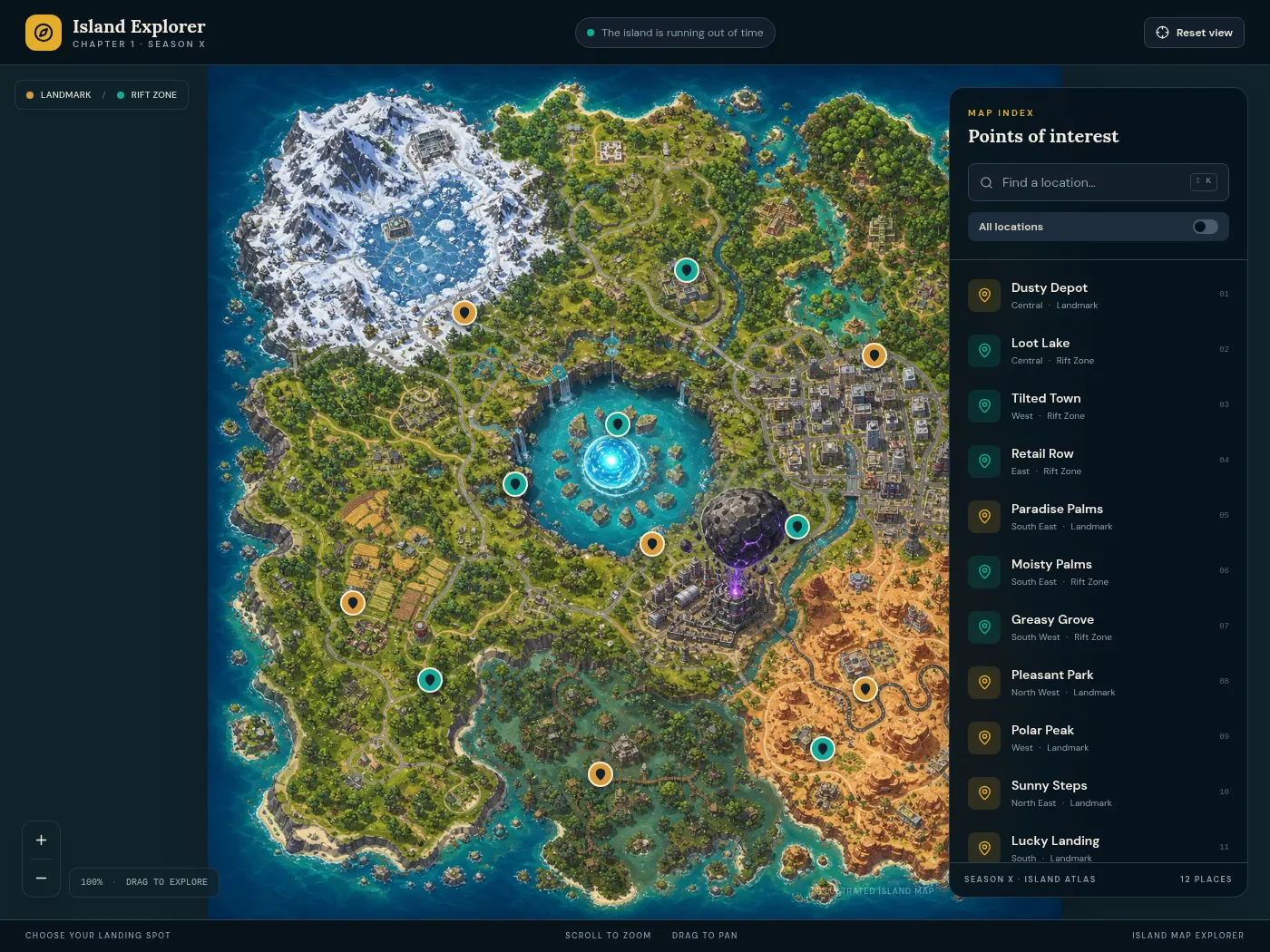 Fortnite Season X Map Visualizer