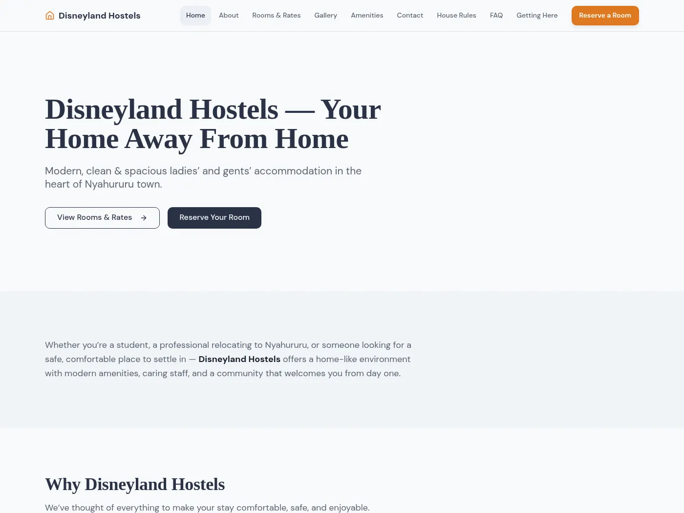 Disneyland Hostels Website
