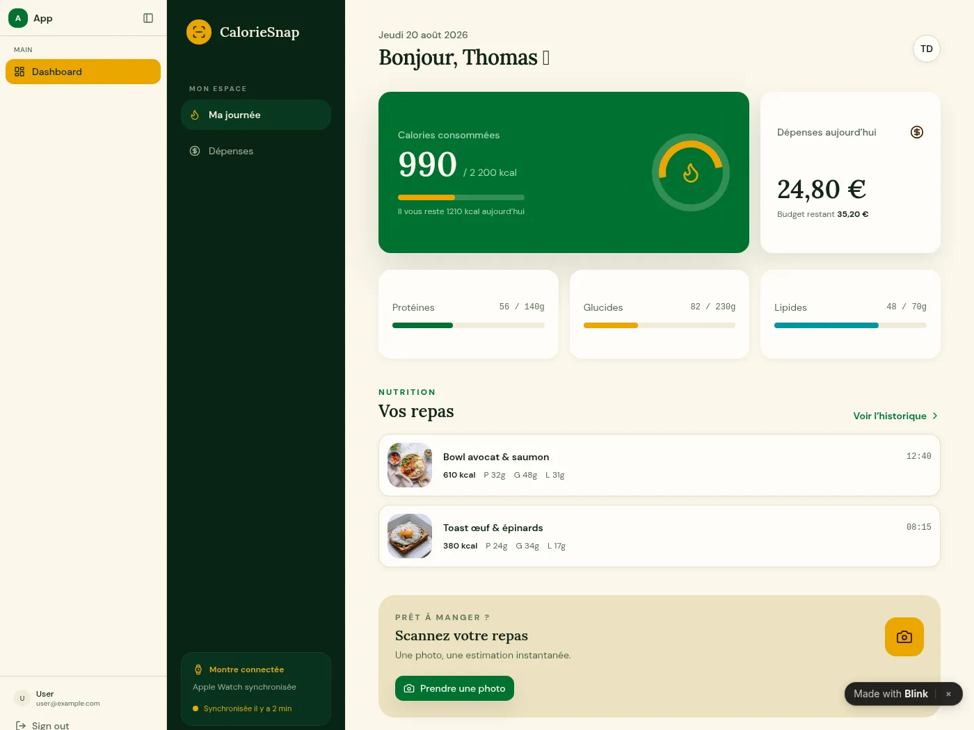 CalorieSnap Tracker