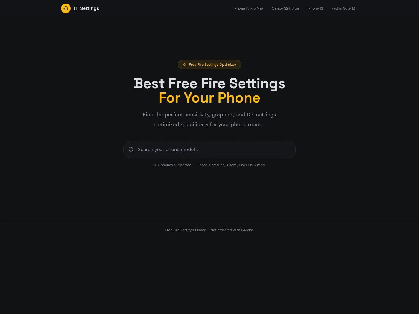 Free Fire Settings Finder