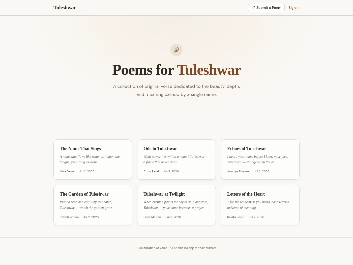 Tuleshwar Poem Showcase