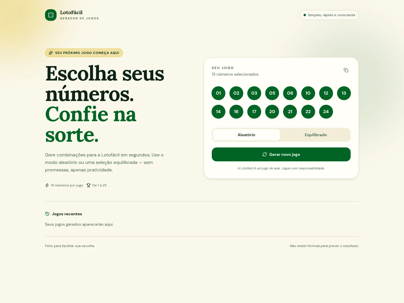 LotoFácil Generator