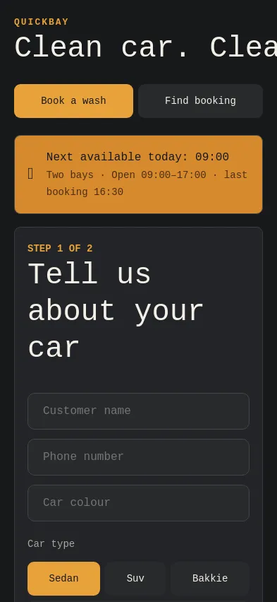 QuickBay Carwash App