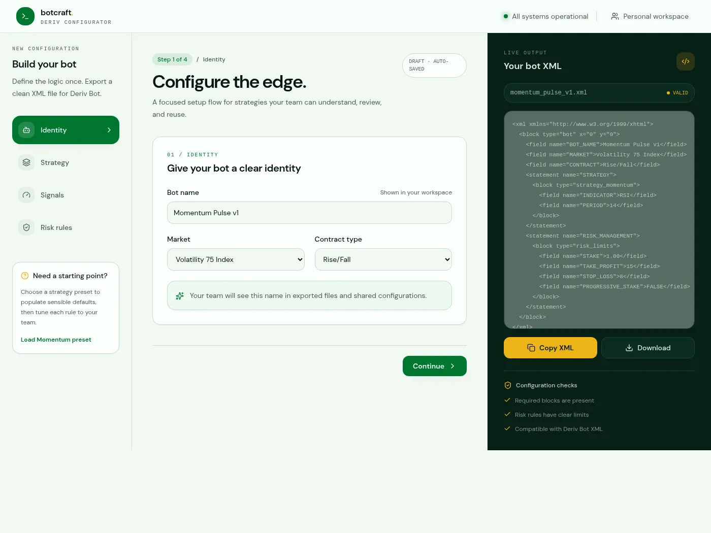 Deriv Bot Configurator