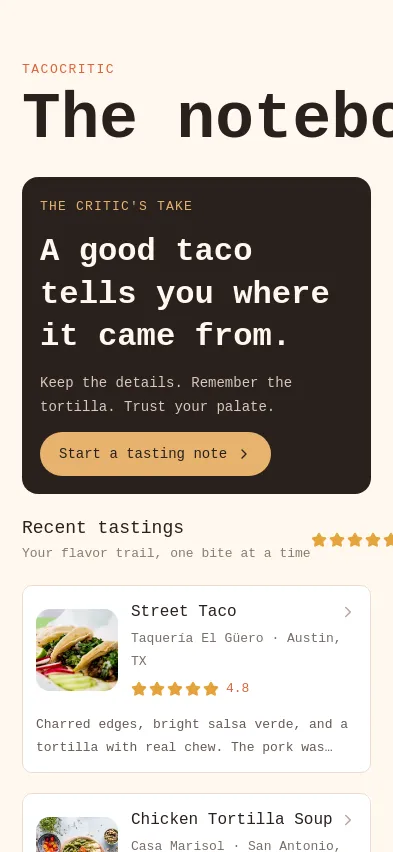 TacoCritic Mobile