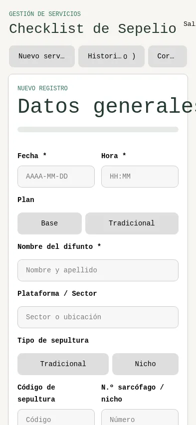 Checklist de Armado de Sepelio