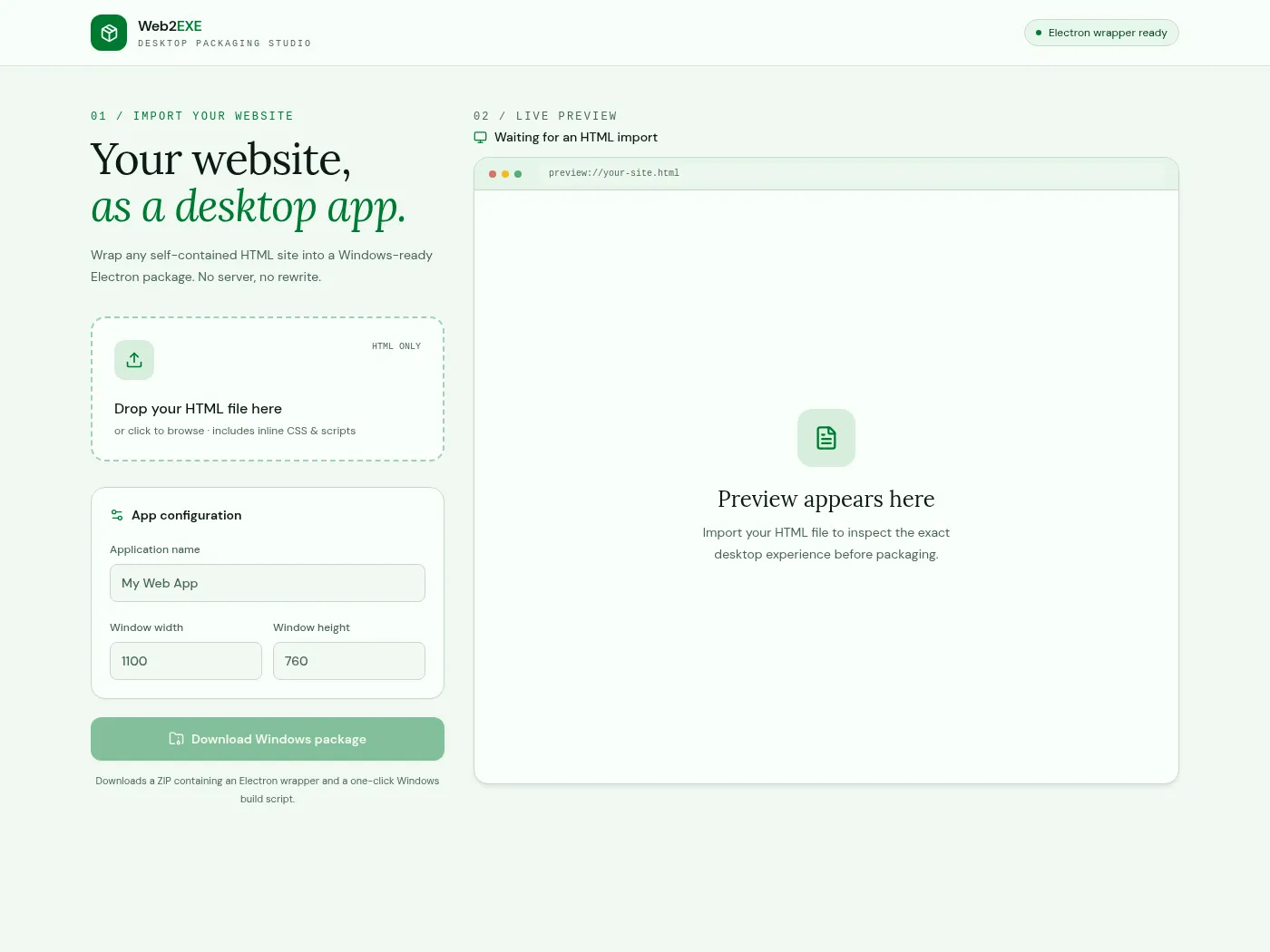 Web to EXE Tool