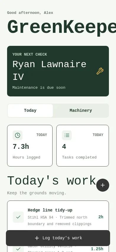 GreenKeeper Mobile Tasks
