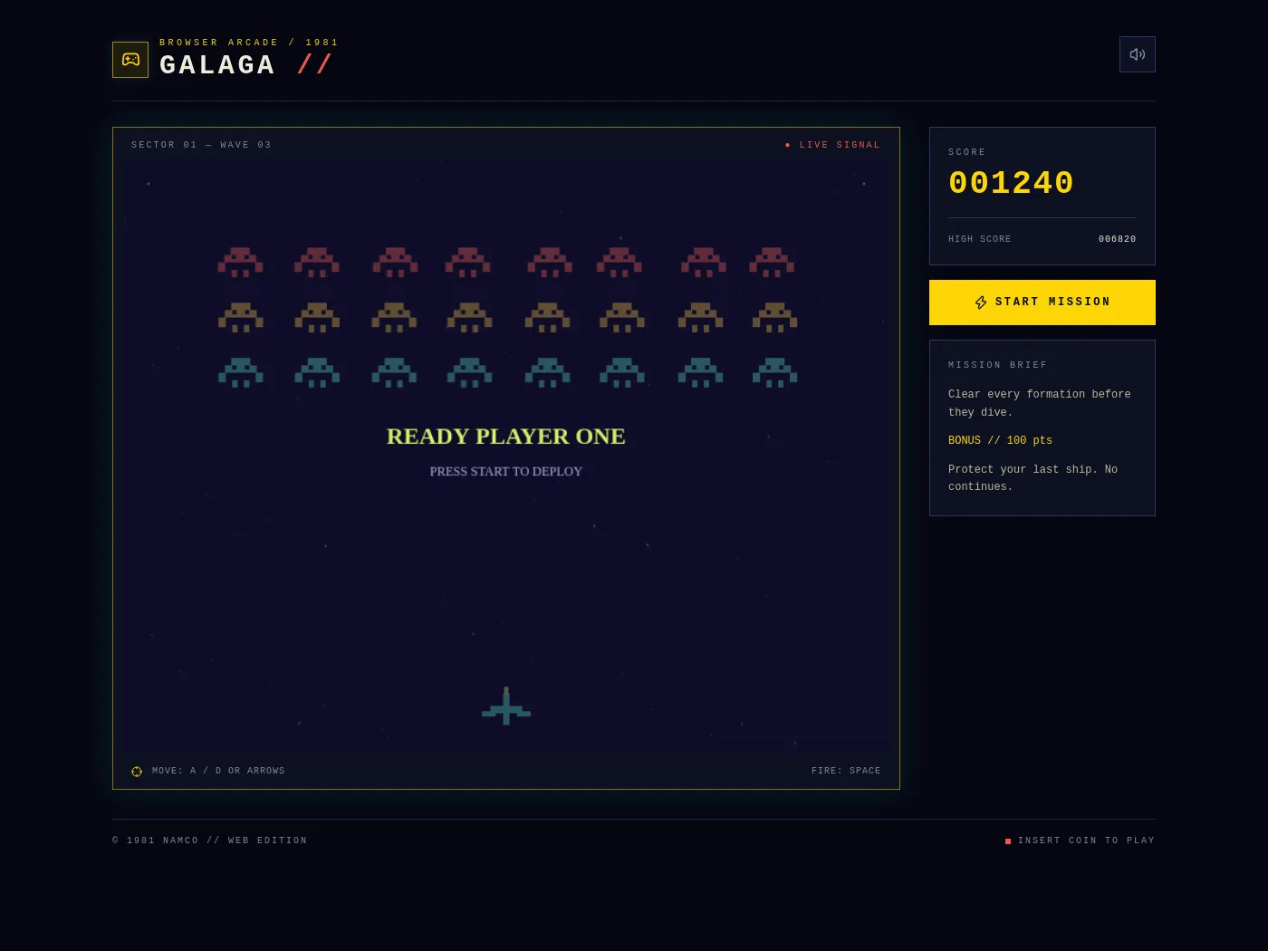 Galaga Arcade Web Edition