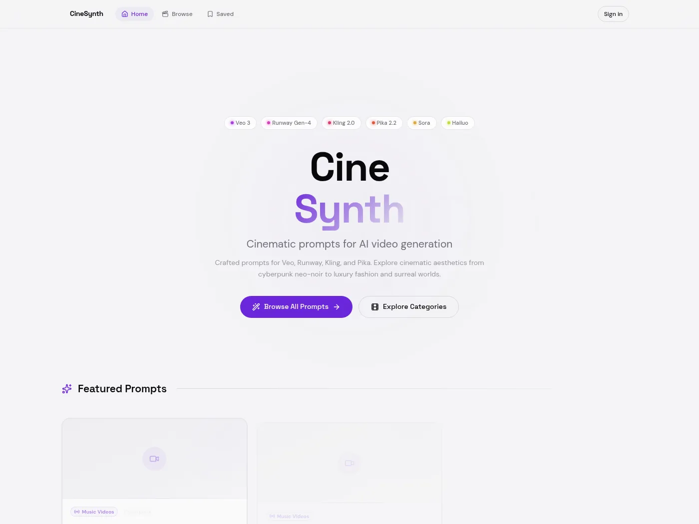 CineSynth Video Prompt Hub