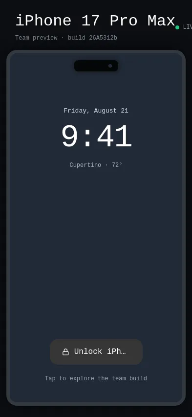 iPhone 17 Pro Max Simulator
