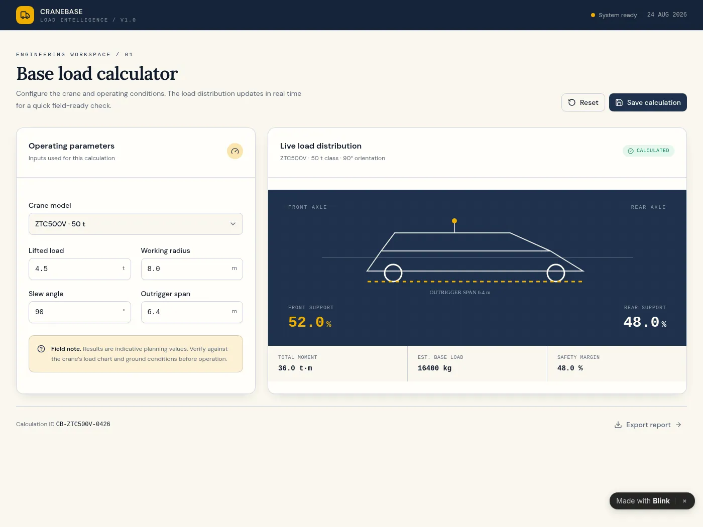 CraneBase Calculator
