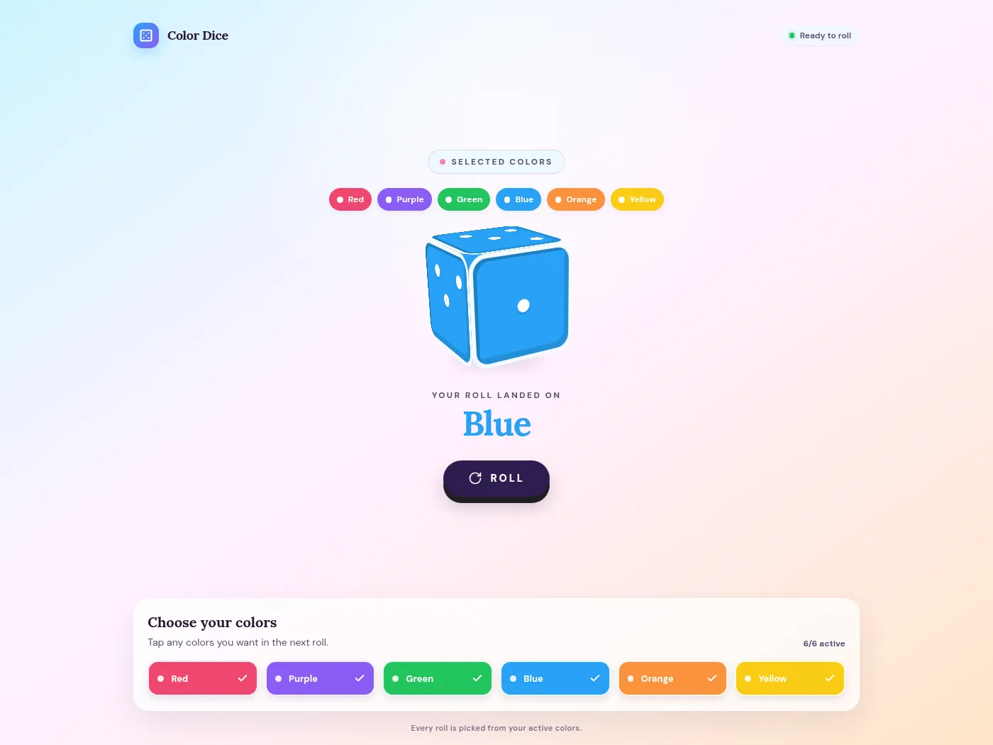 Color Dice Roller