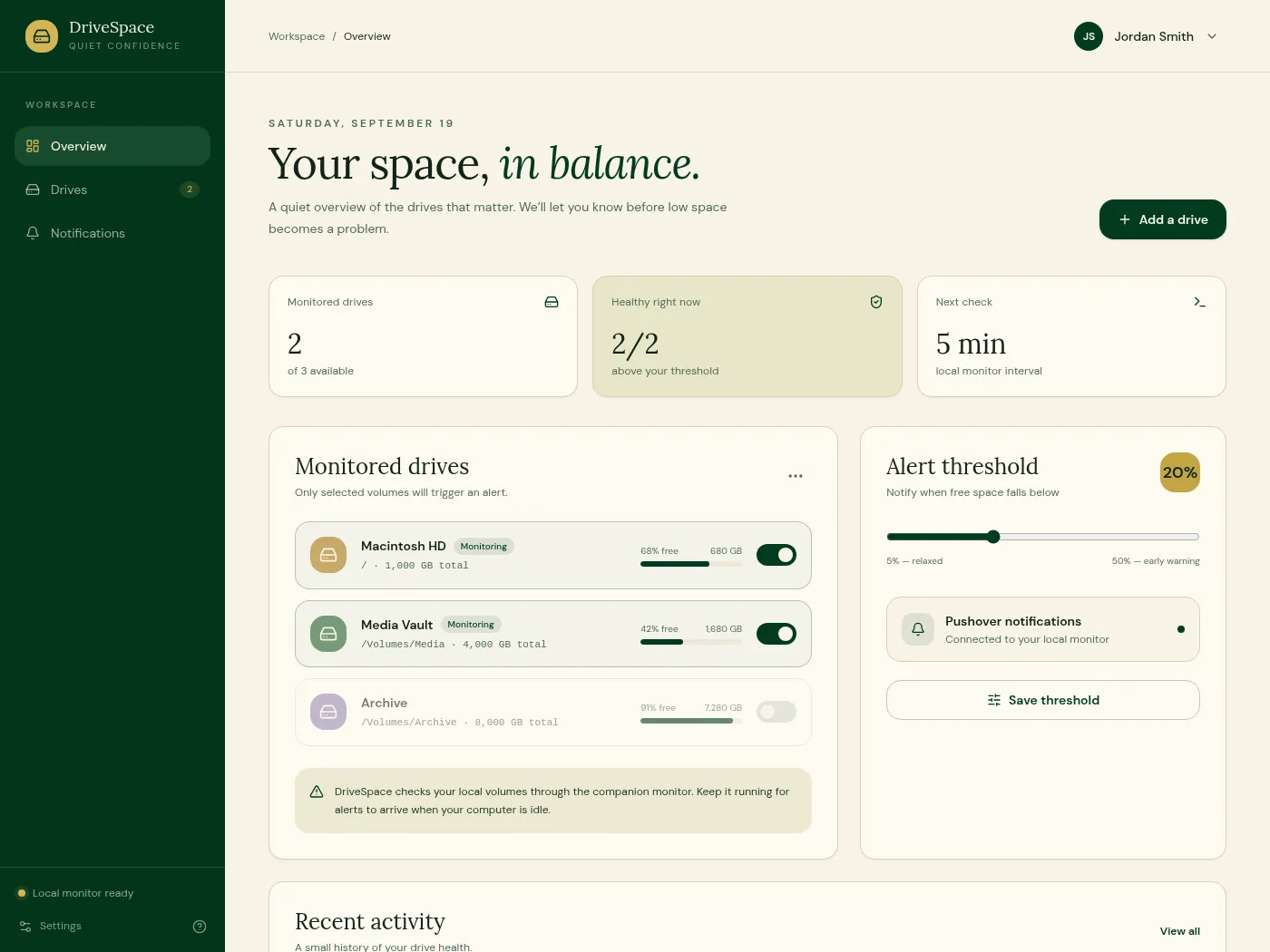 DriveSpace Notifier