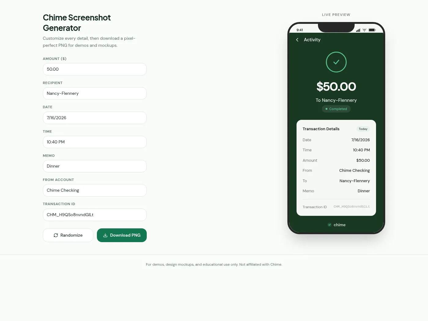 Chime Screenshot Generator