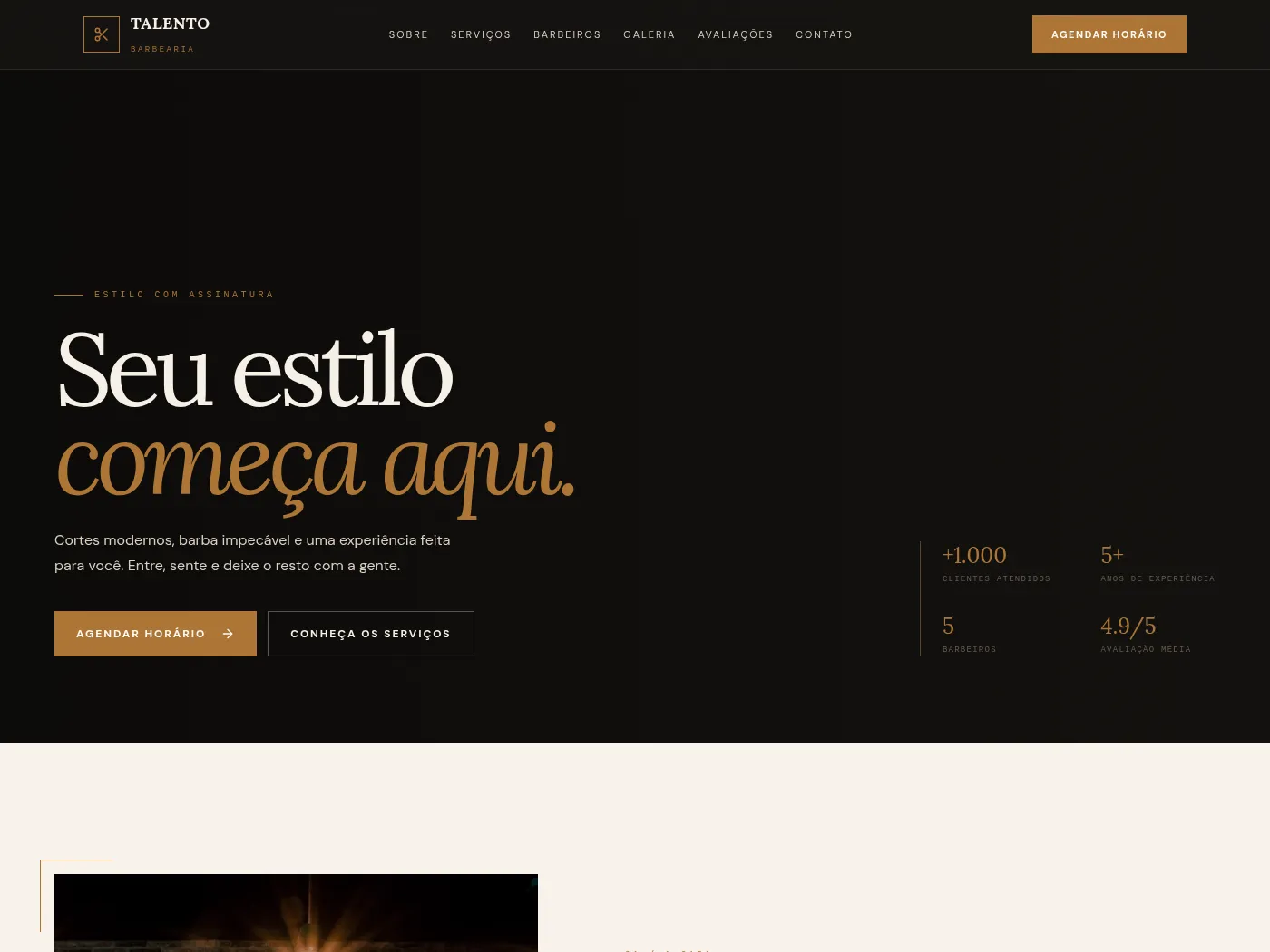 Barbearia Talento Premium Site