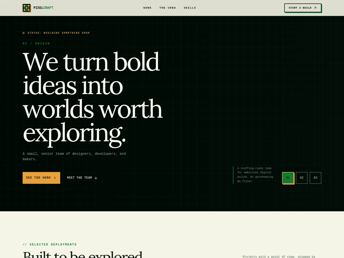 PixelCraft Portfolio Site