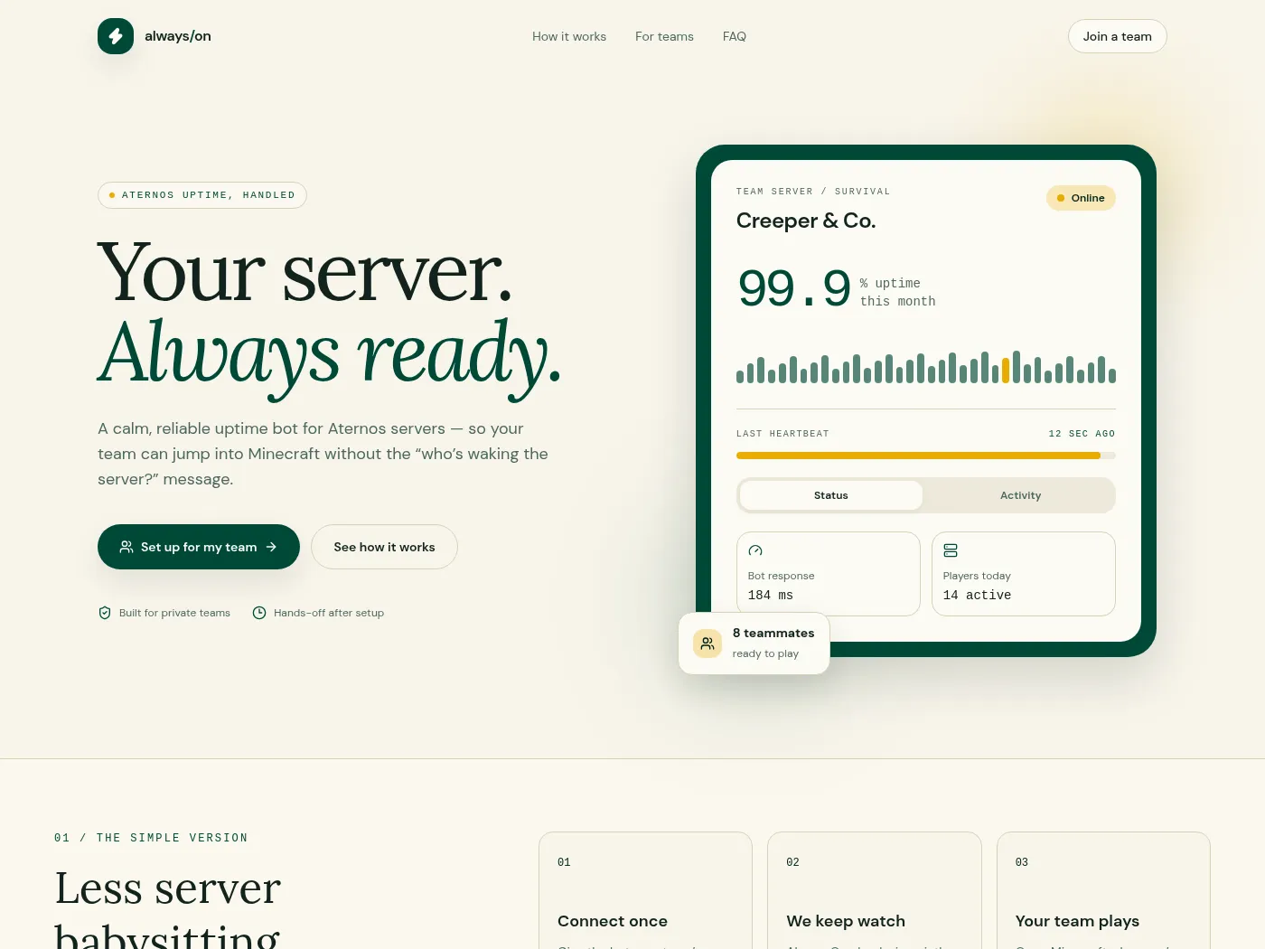 Aternos Auto Uptime Bot