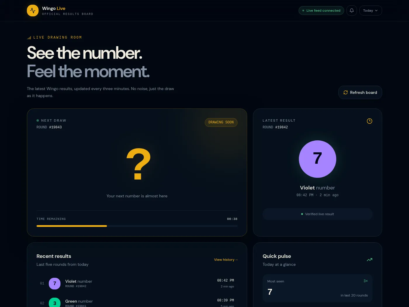 Wingo Number Live