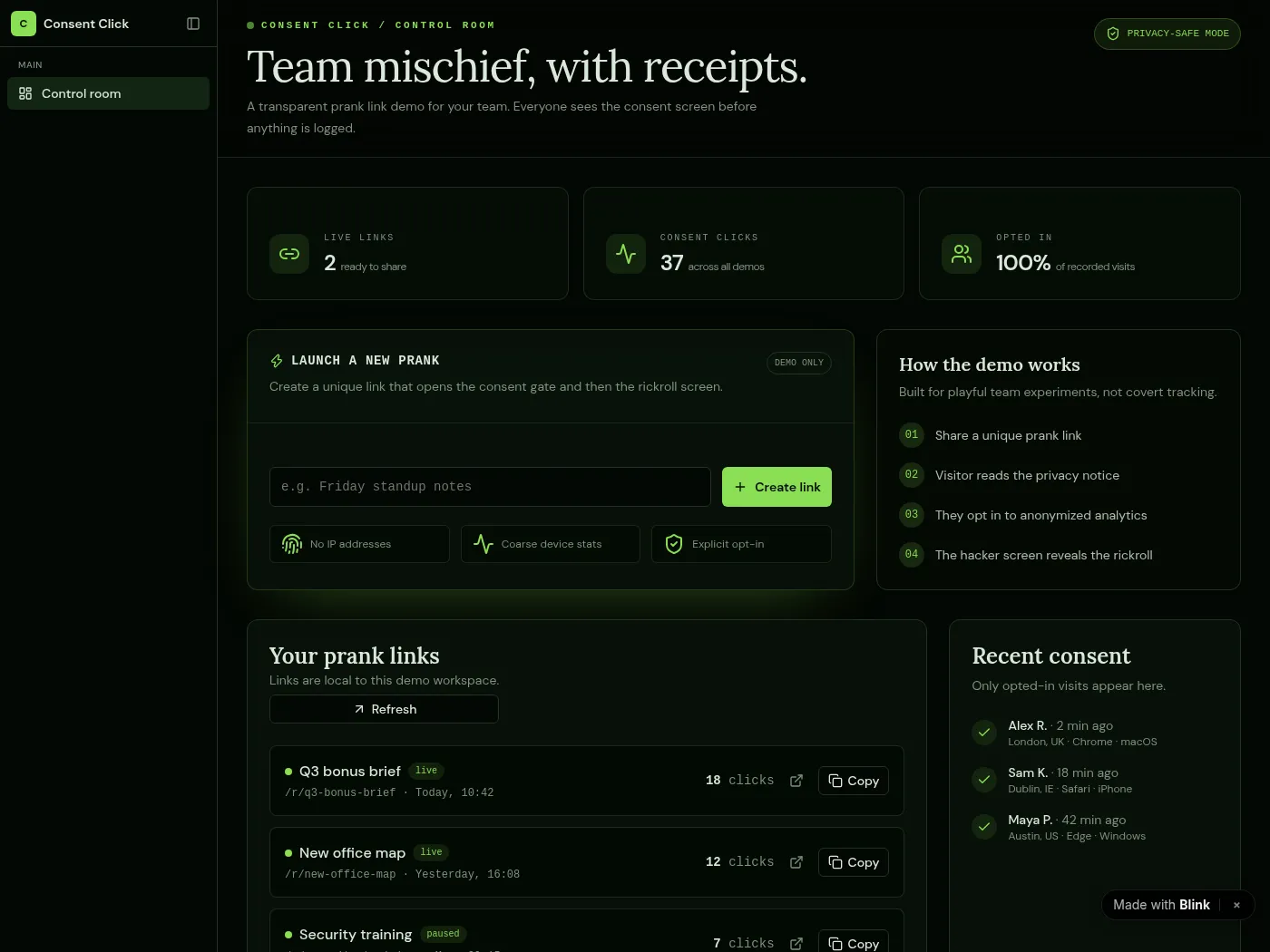 Rickroll Link Logger
