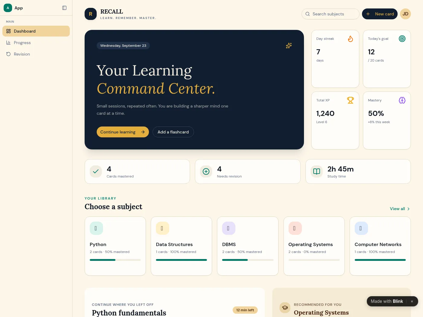 Recall Pro Flashcards