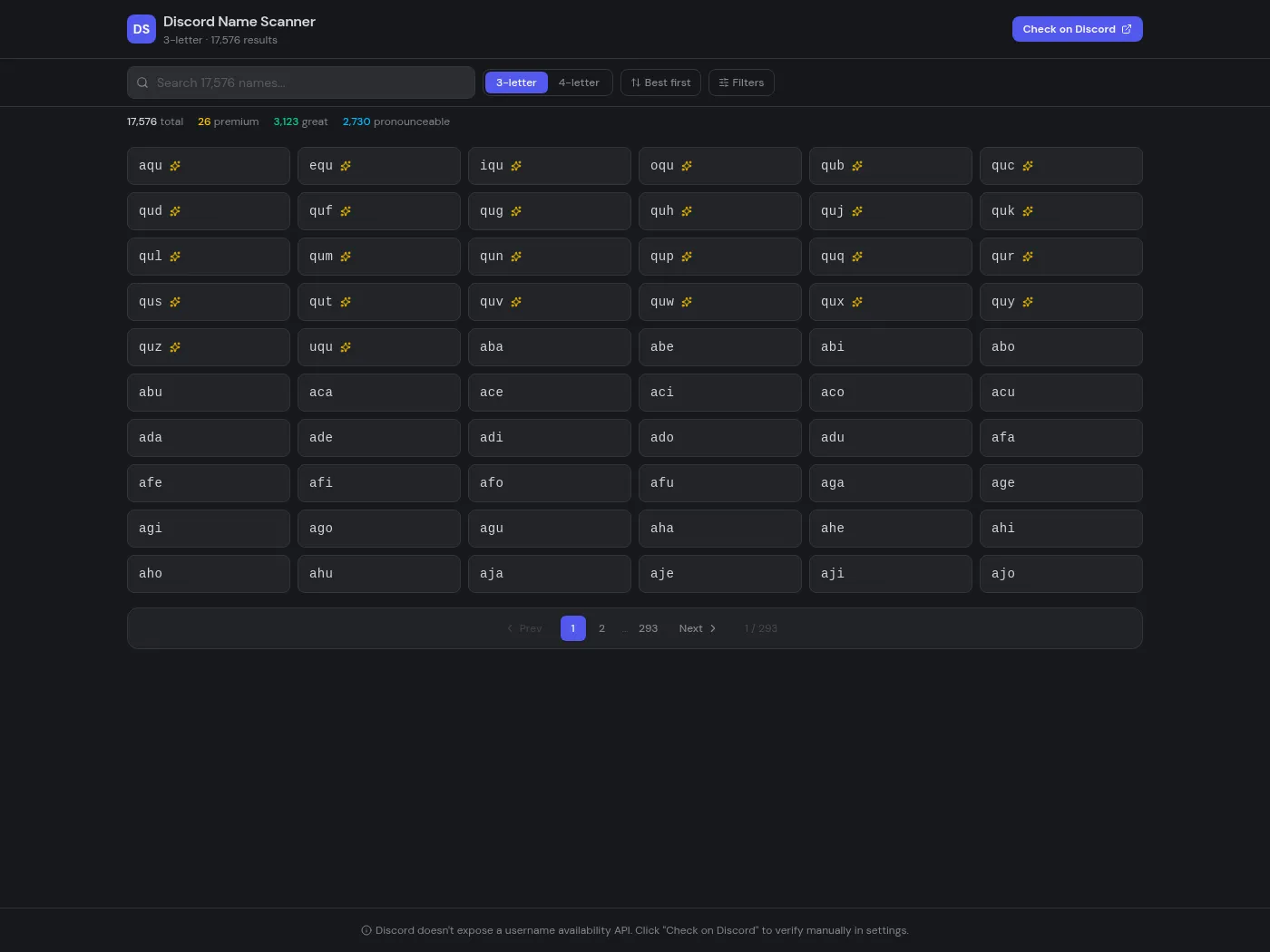 Discord Name Scanner
