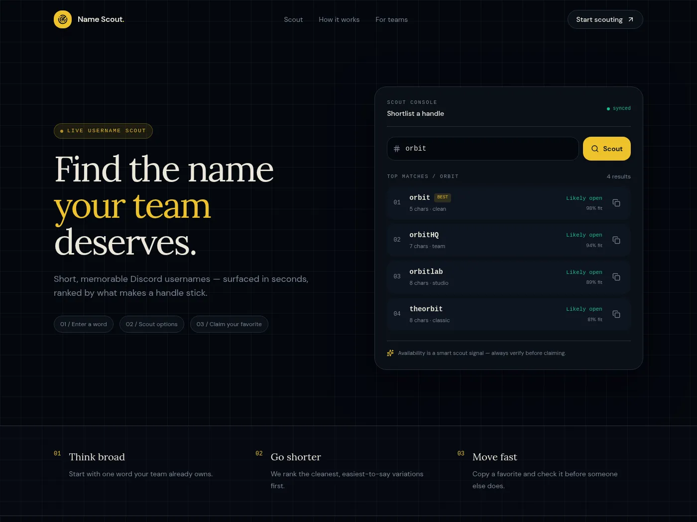 Discord Name Scout