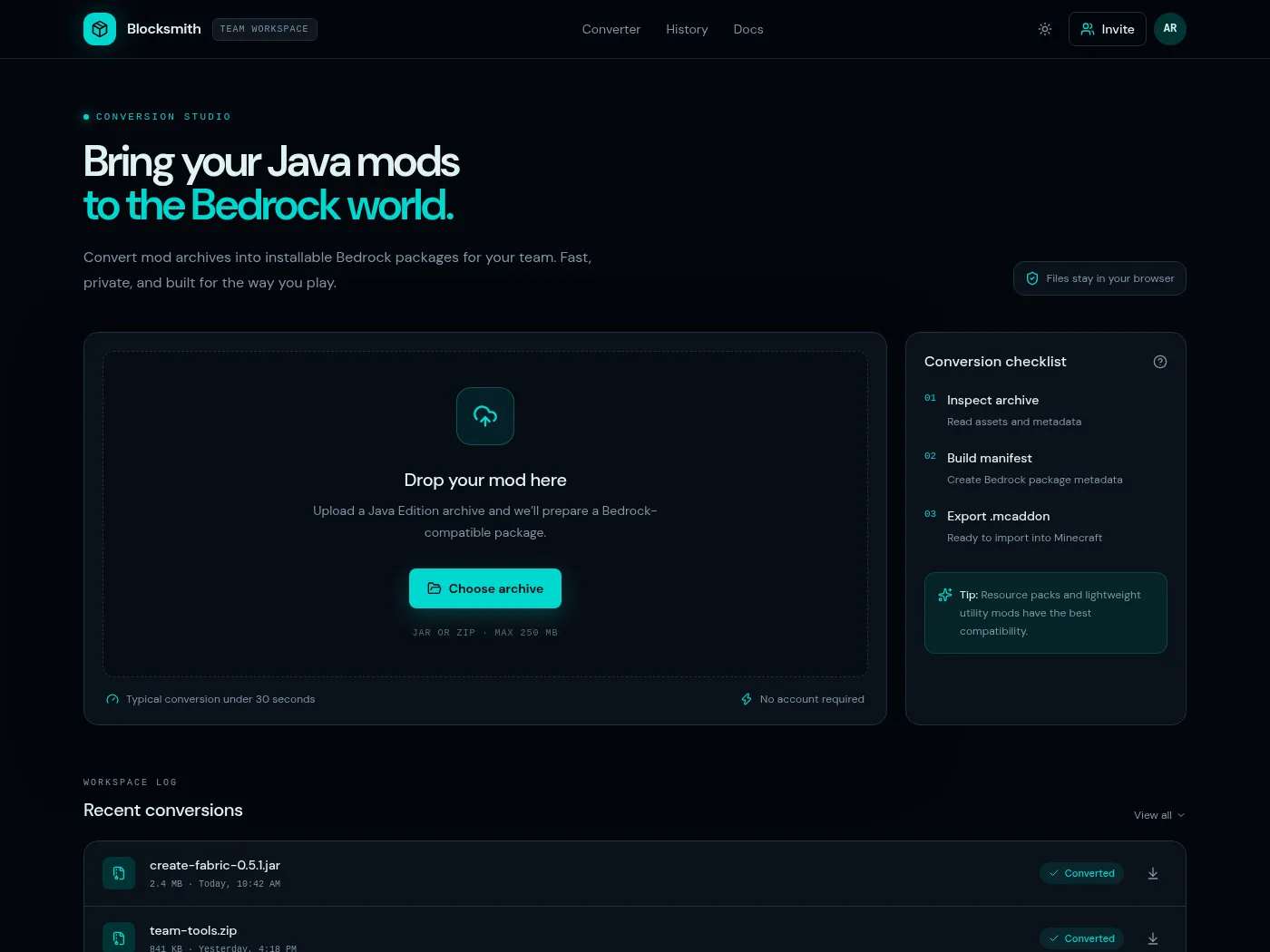 Minecraft Addon Converter