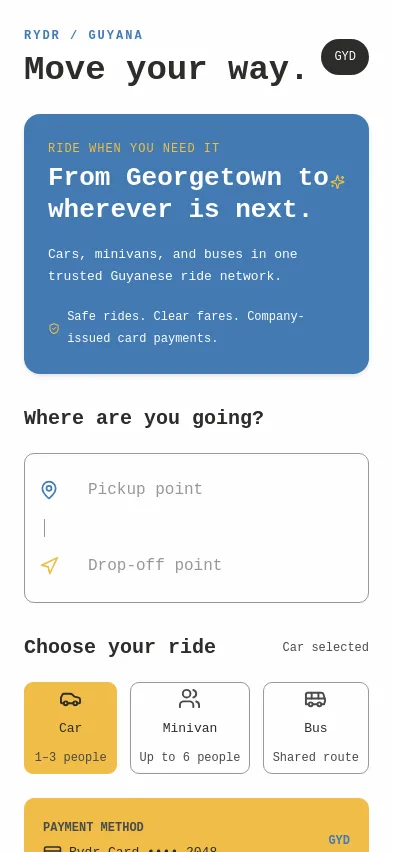 Rydr Guyana Rideshare