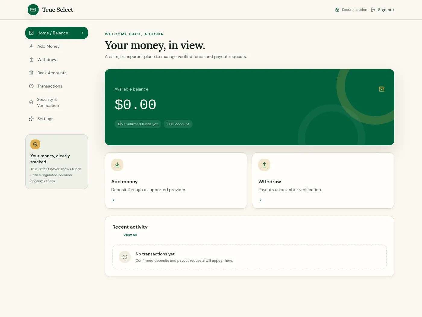 True Select Money App