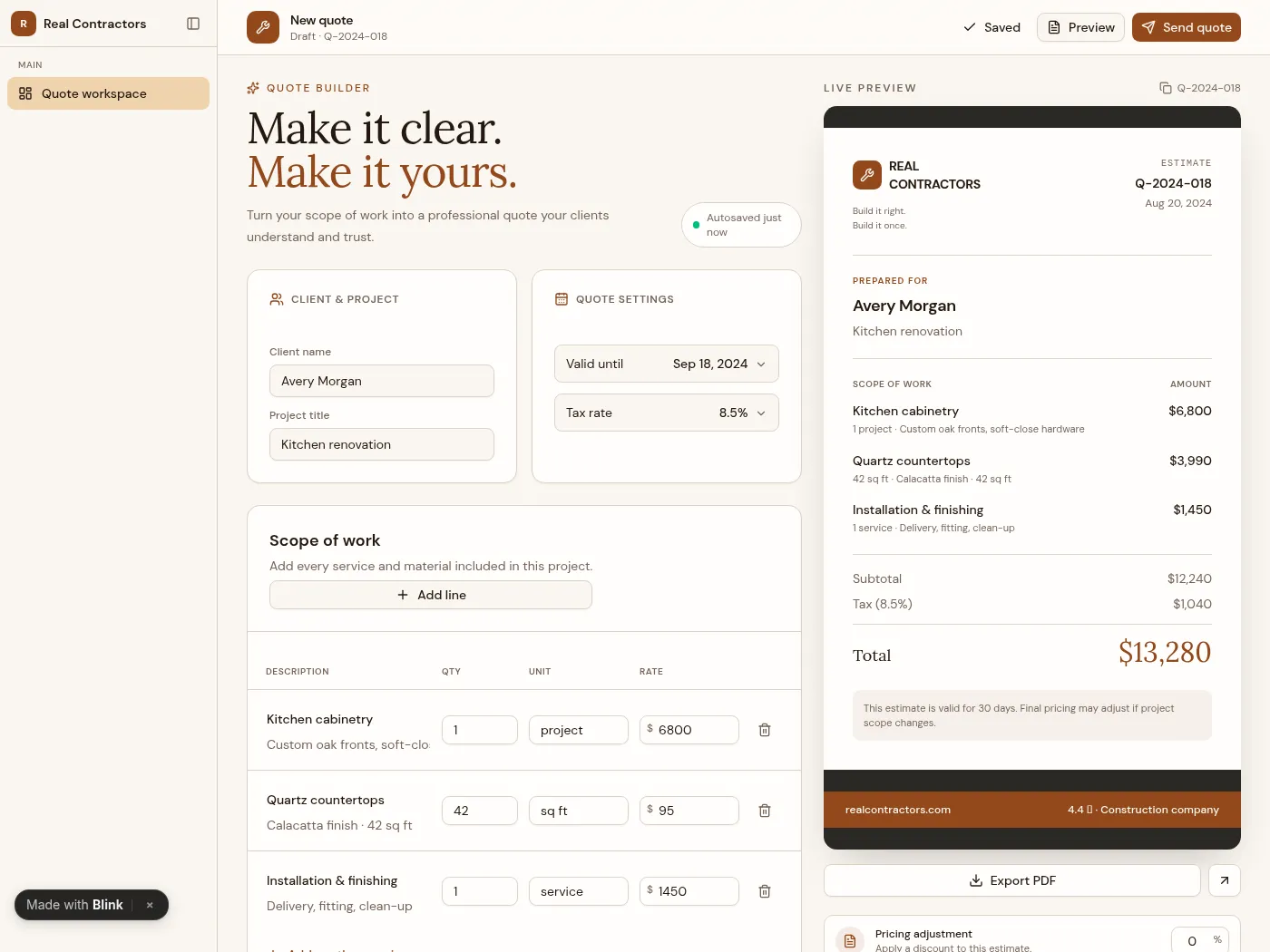 DevisGen Contractor App