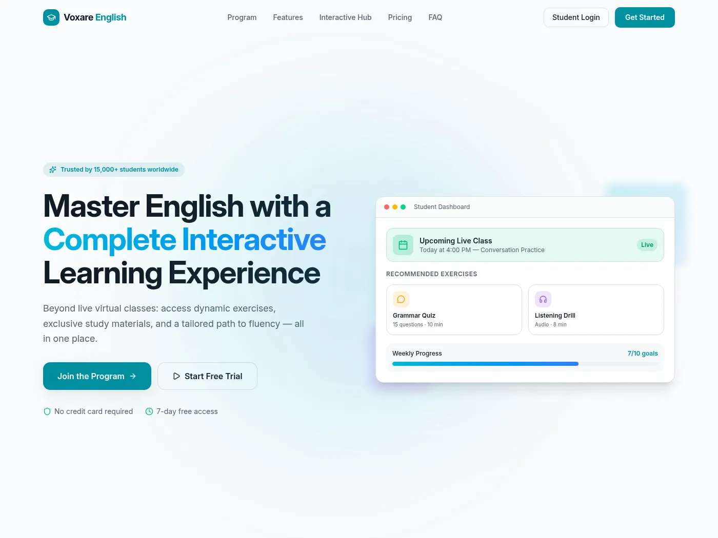 Voxare English Landing