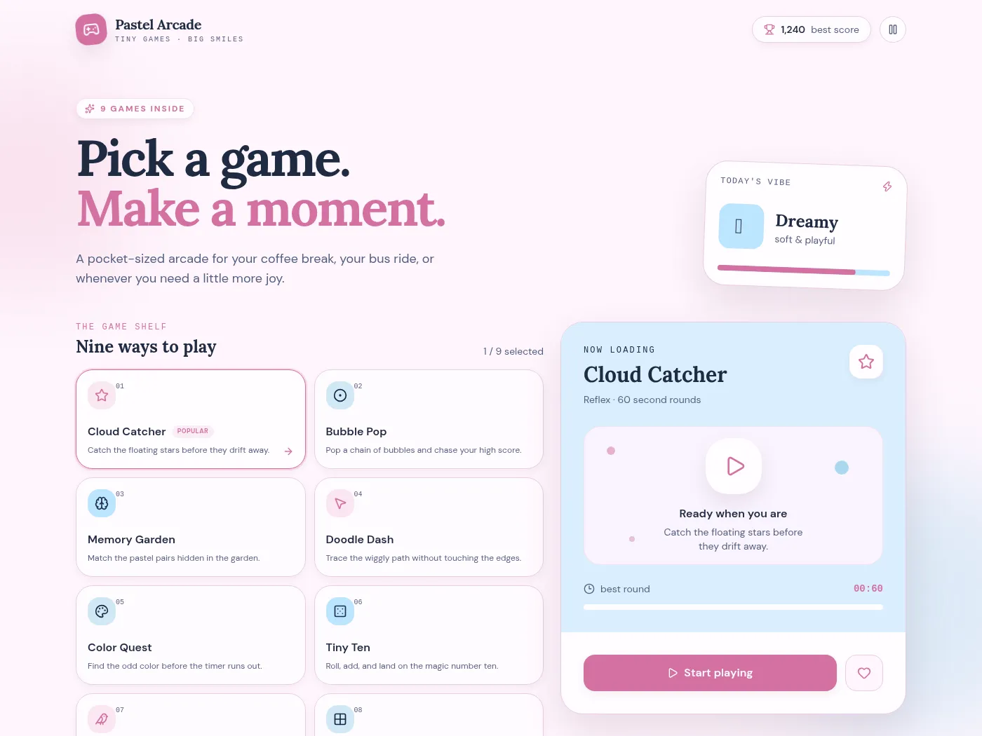 Playful Pastel Arcade