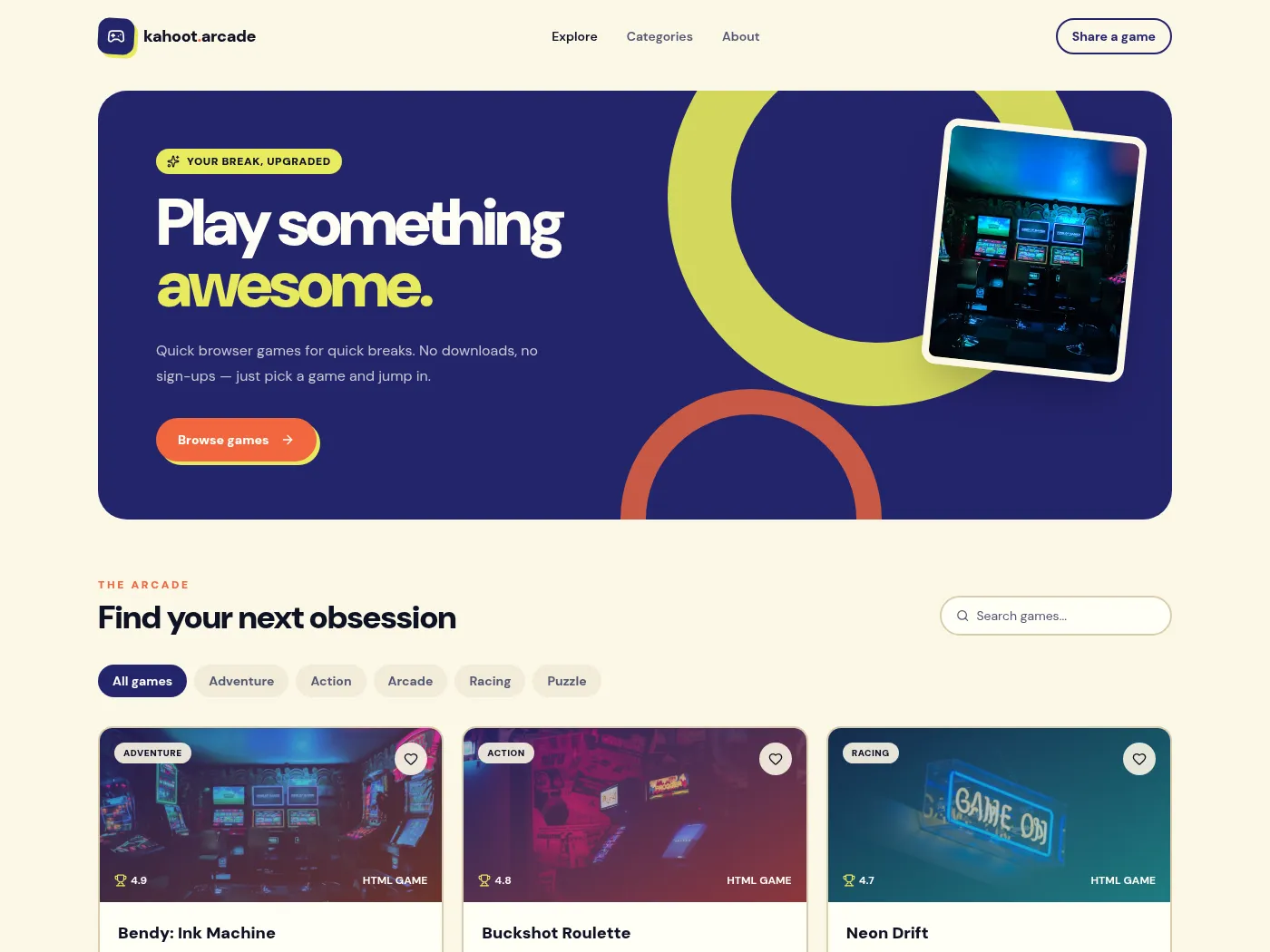 Kahoot Game Arcade