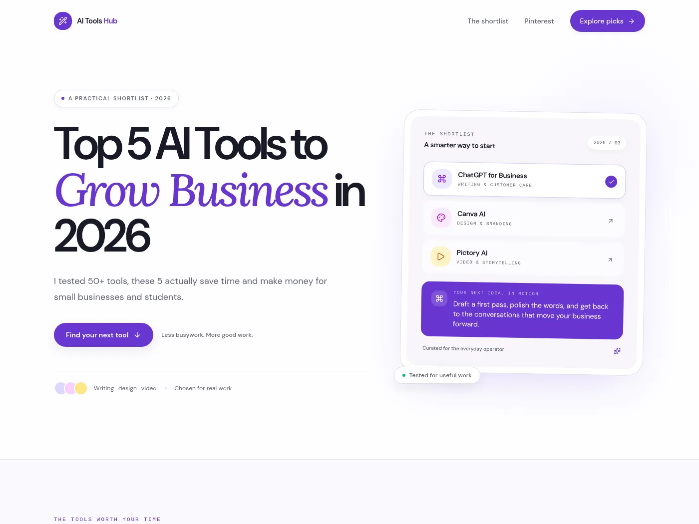 AI Tools Hub Landing