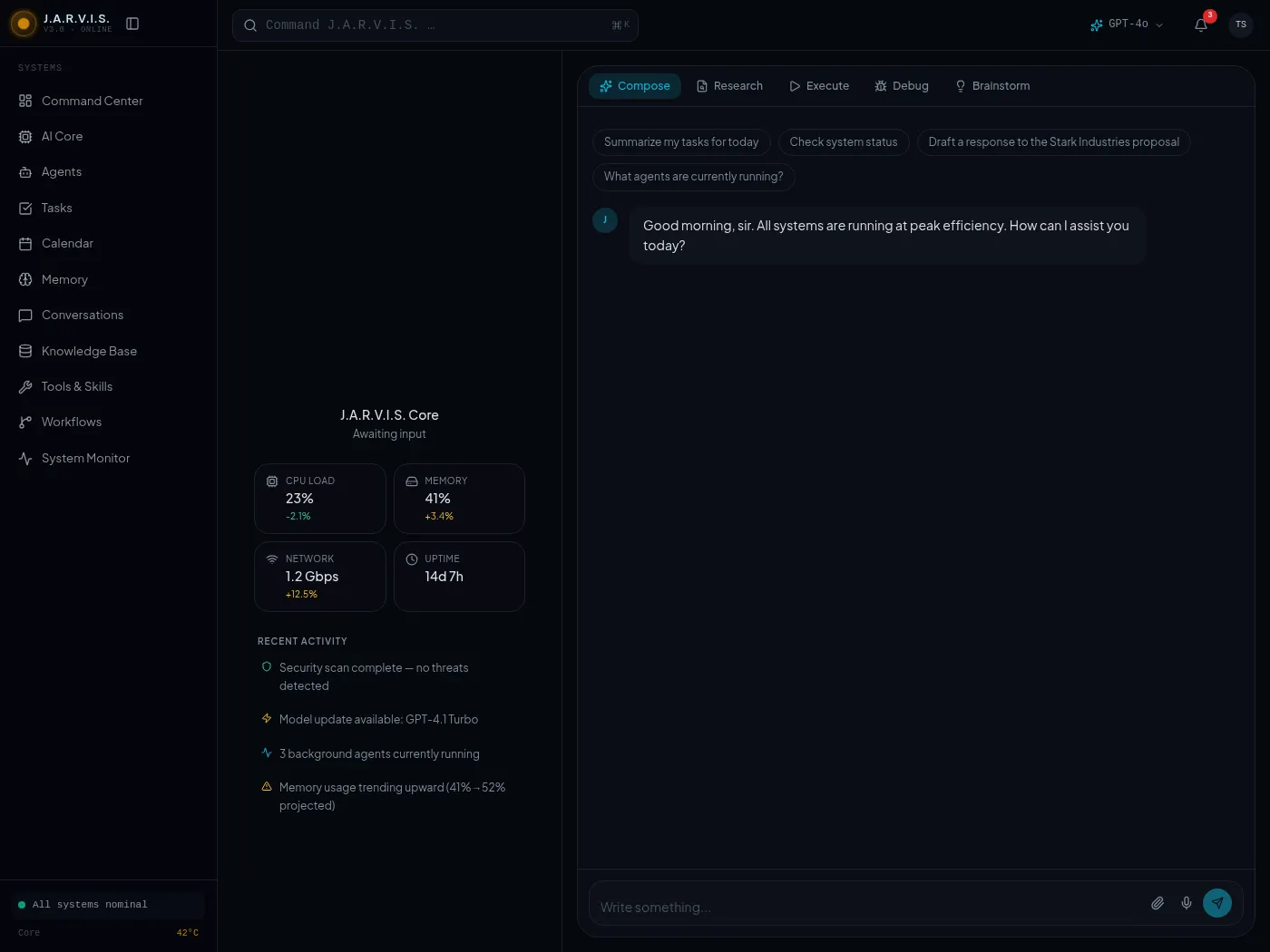 J.A.R.V.I.S. Control Dashboard
