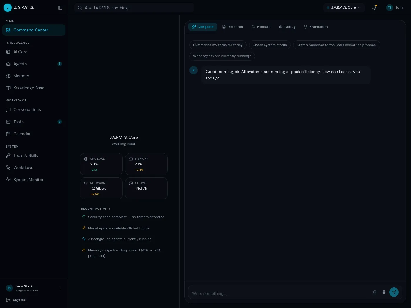 J.A.R.V.I.S. Control Dashboard