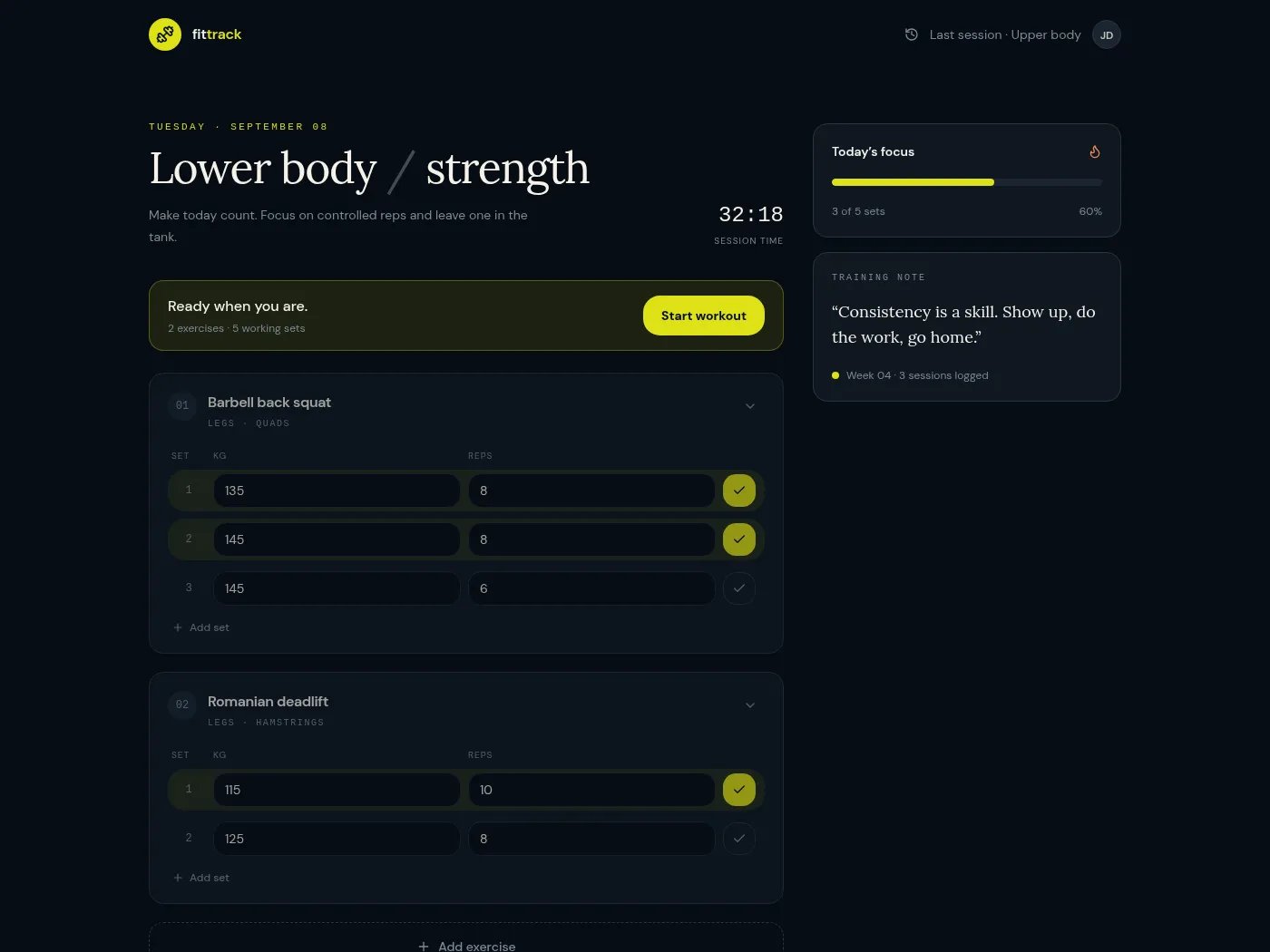 FitTrack Workout App